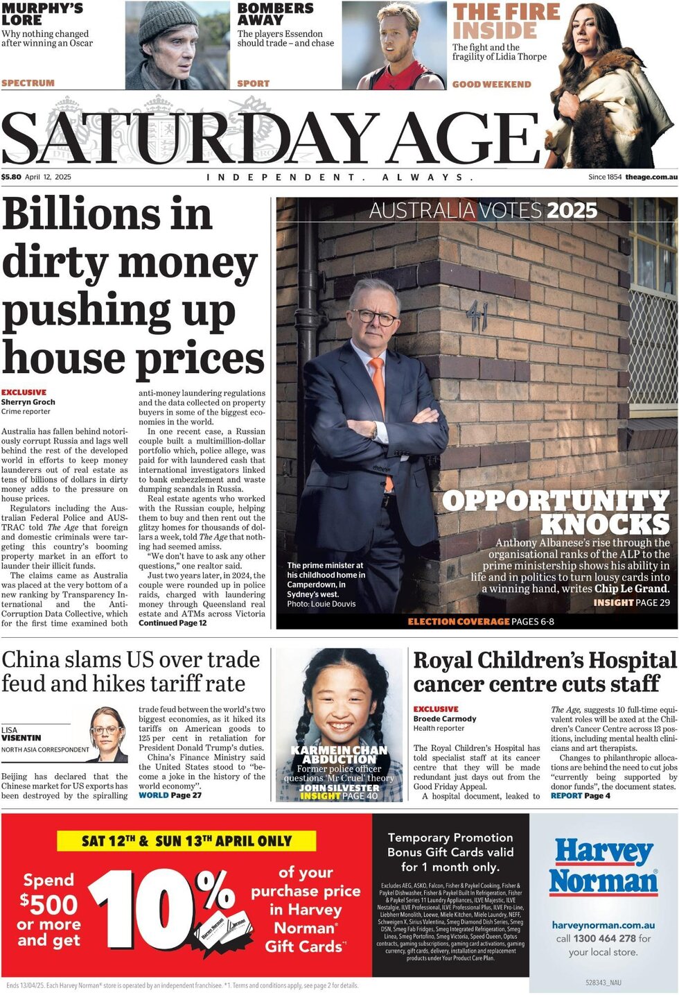 The Age - Today's Front Page, 12/04/2025