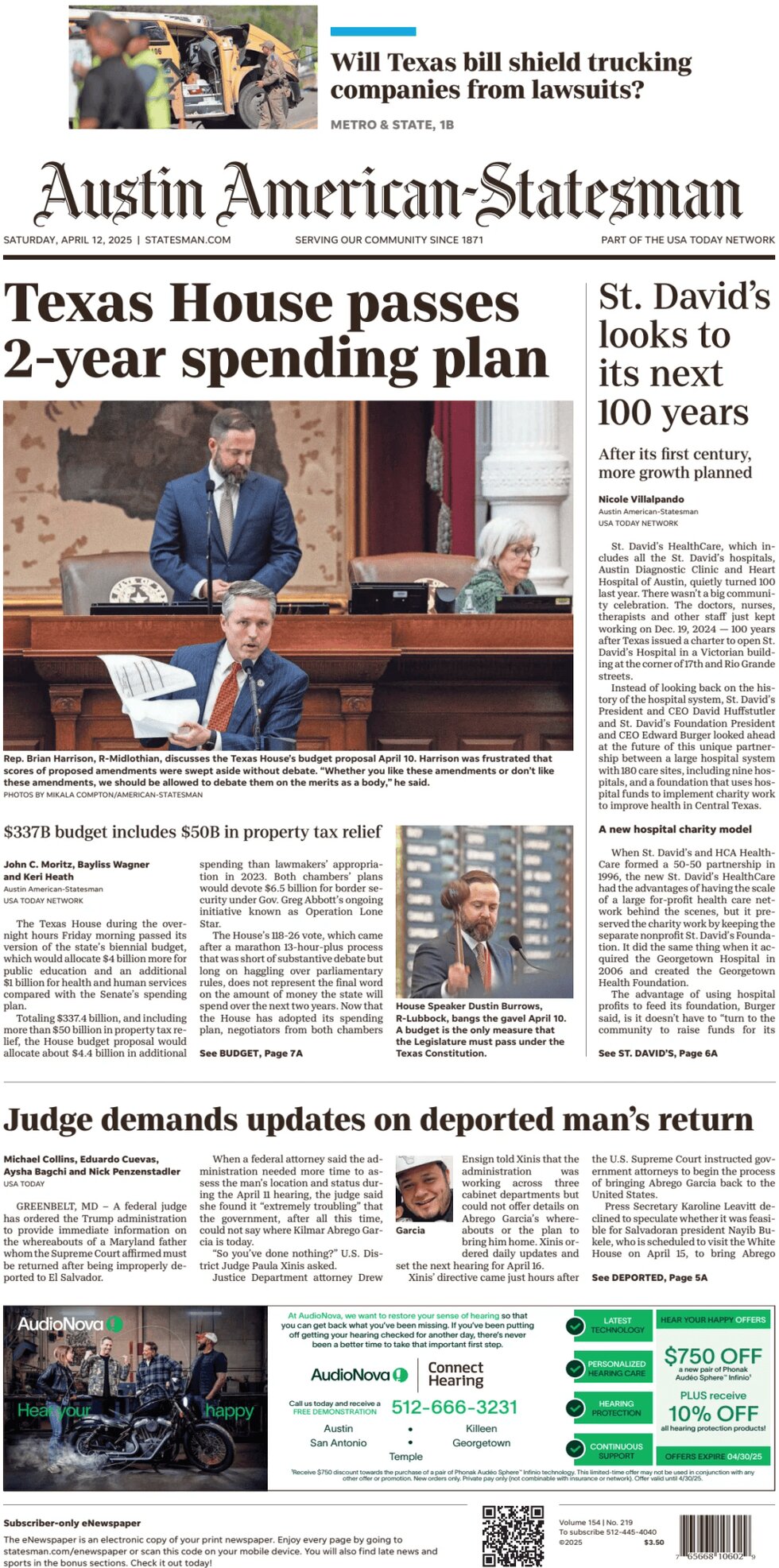 Austin American-Statesman - Today's Front Page, 12/04/2025