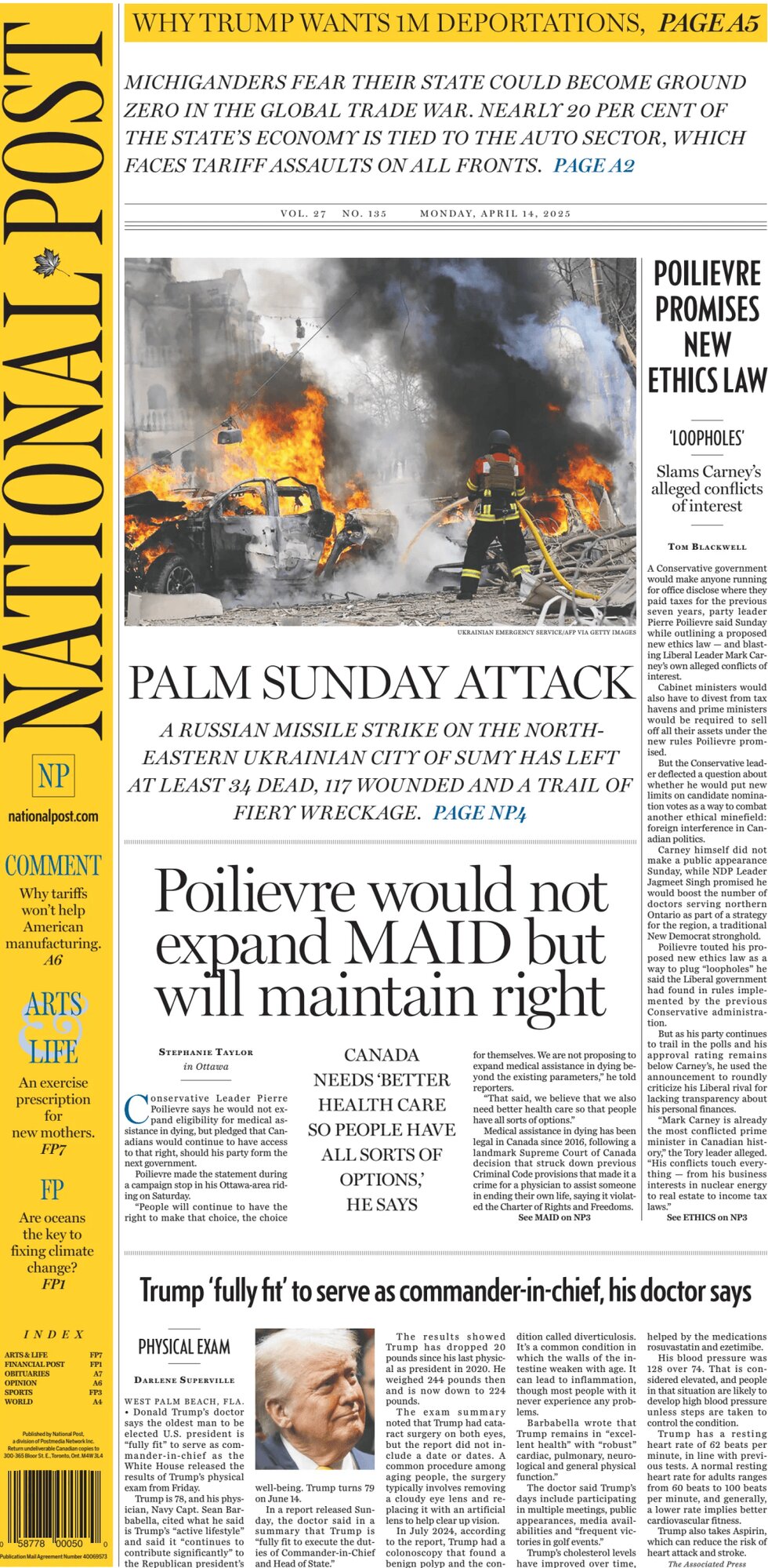 National Post - Today's Front Page, 14/04/2025