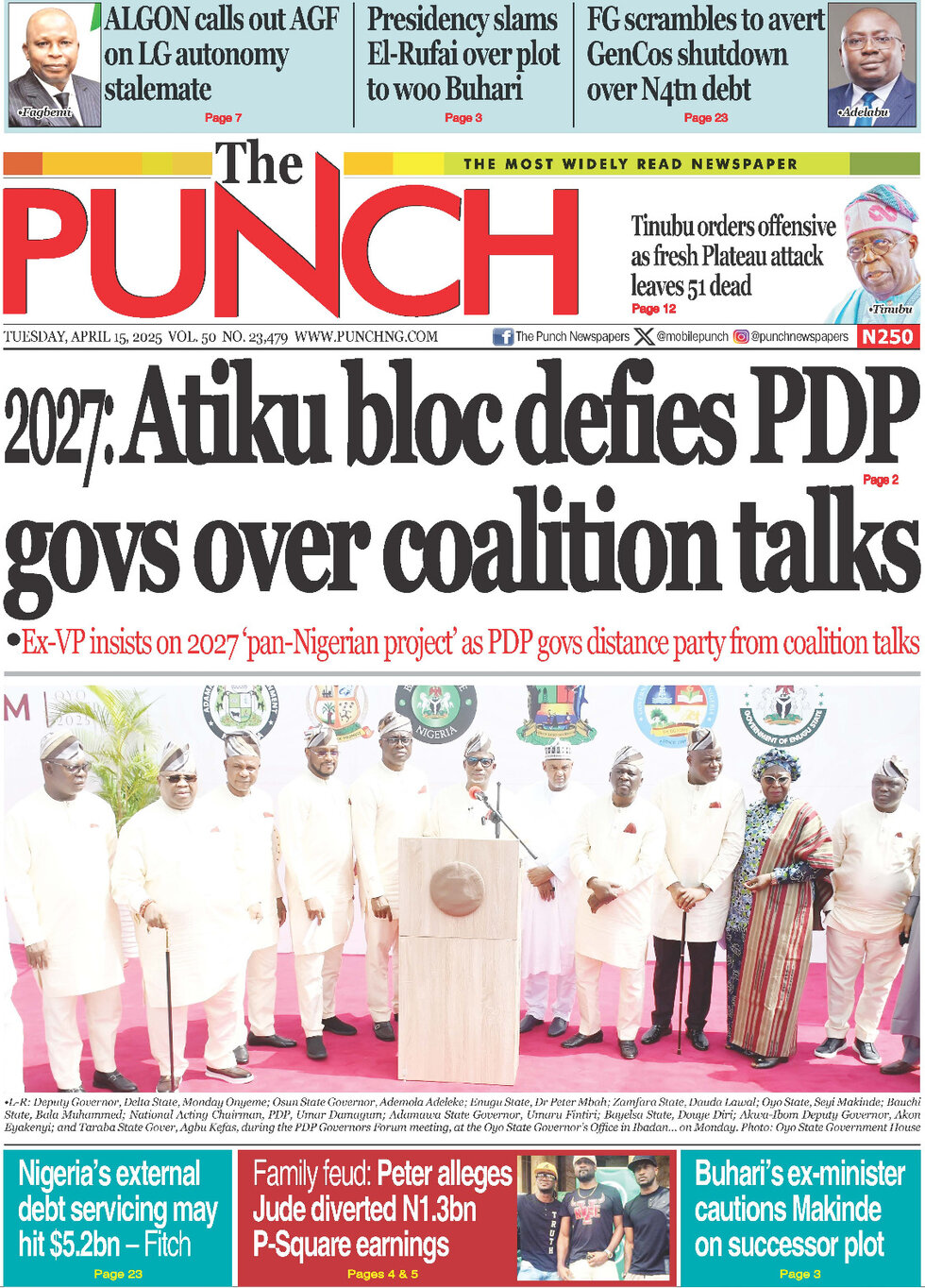 The Punch - Today's Front Page, 15/04/2025