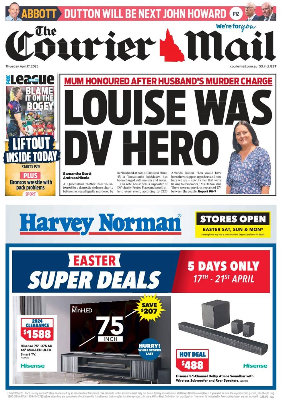 The Courier-Mail - Today's Front Page, 17/04/2025
