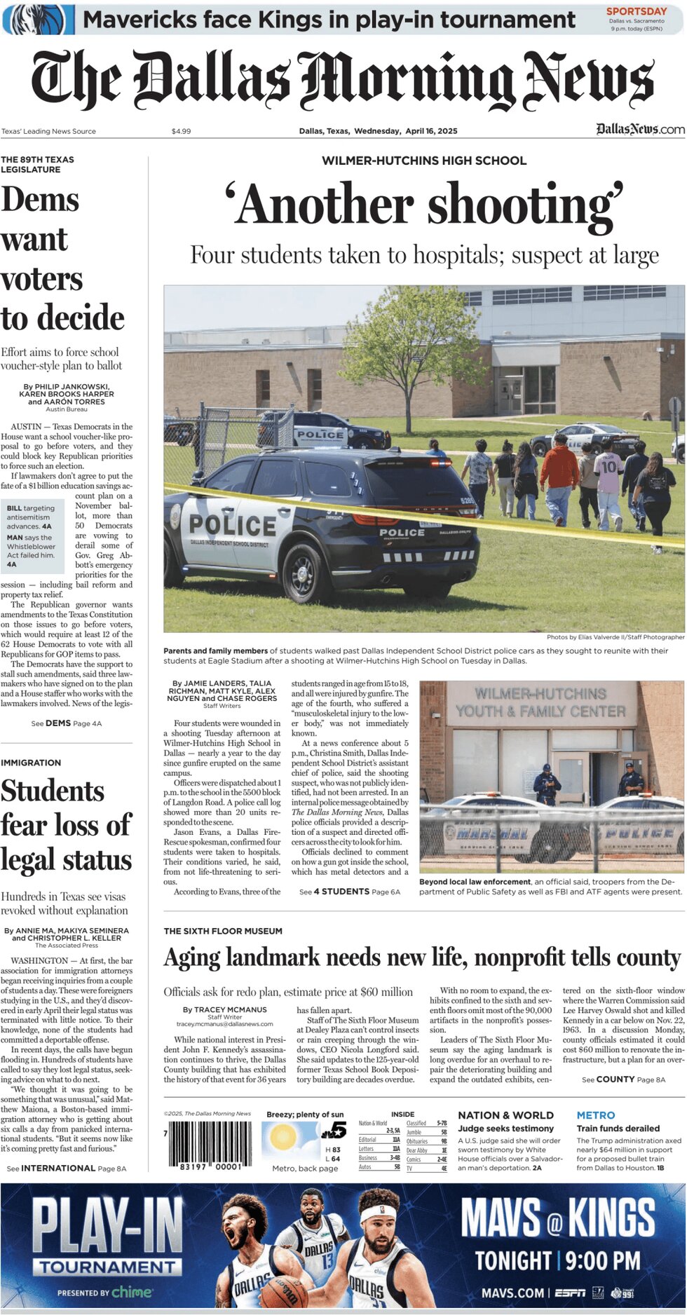 The Dallas Morning News - Today's Front Page, 16/04/2025