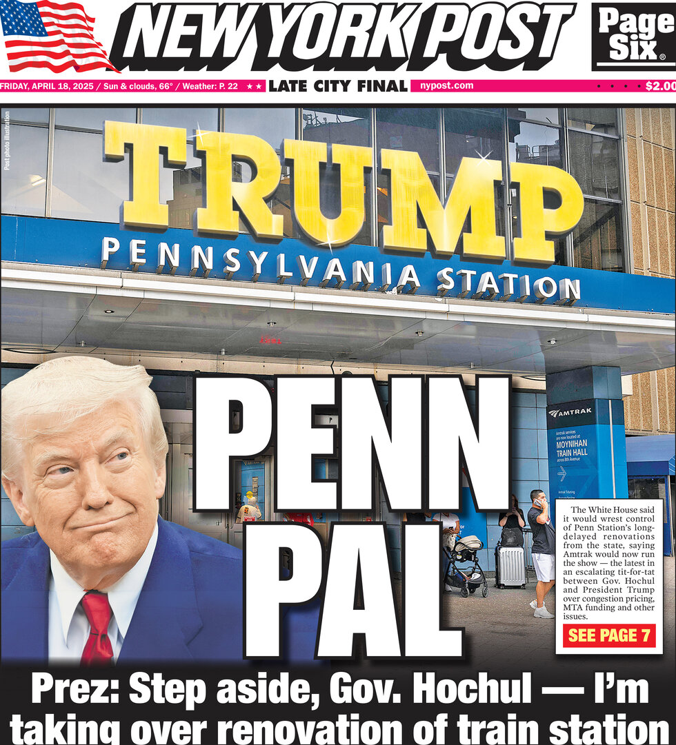 New York Post - Today's Front Page, 18/04/2025