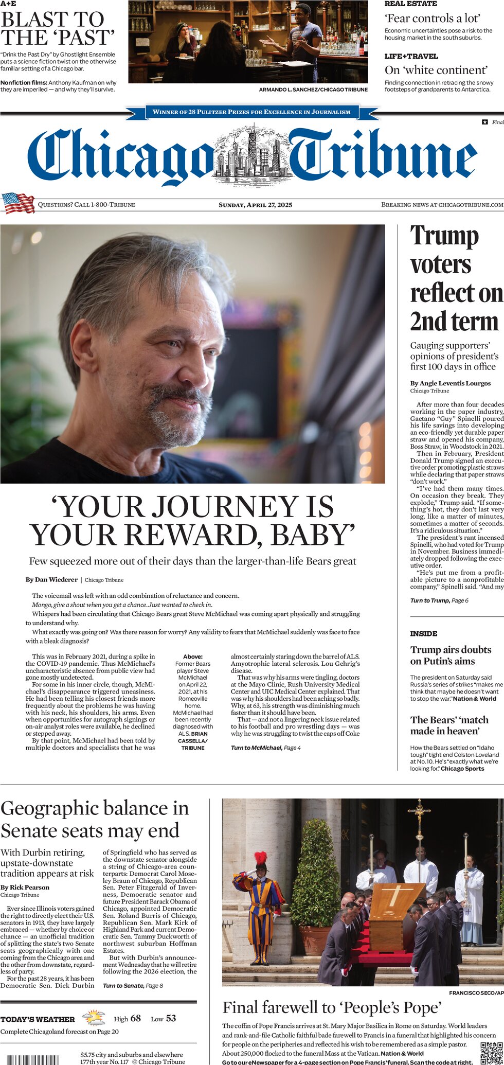 Chicago Tribune - Today's Front Page, 27/04/2025