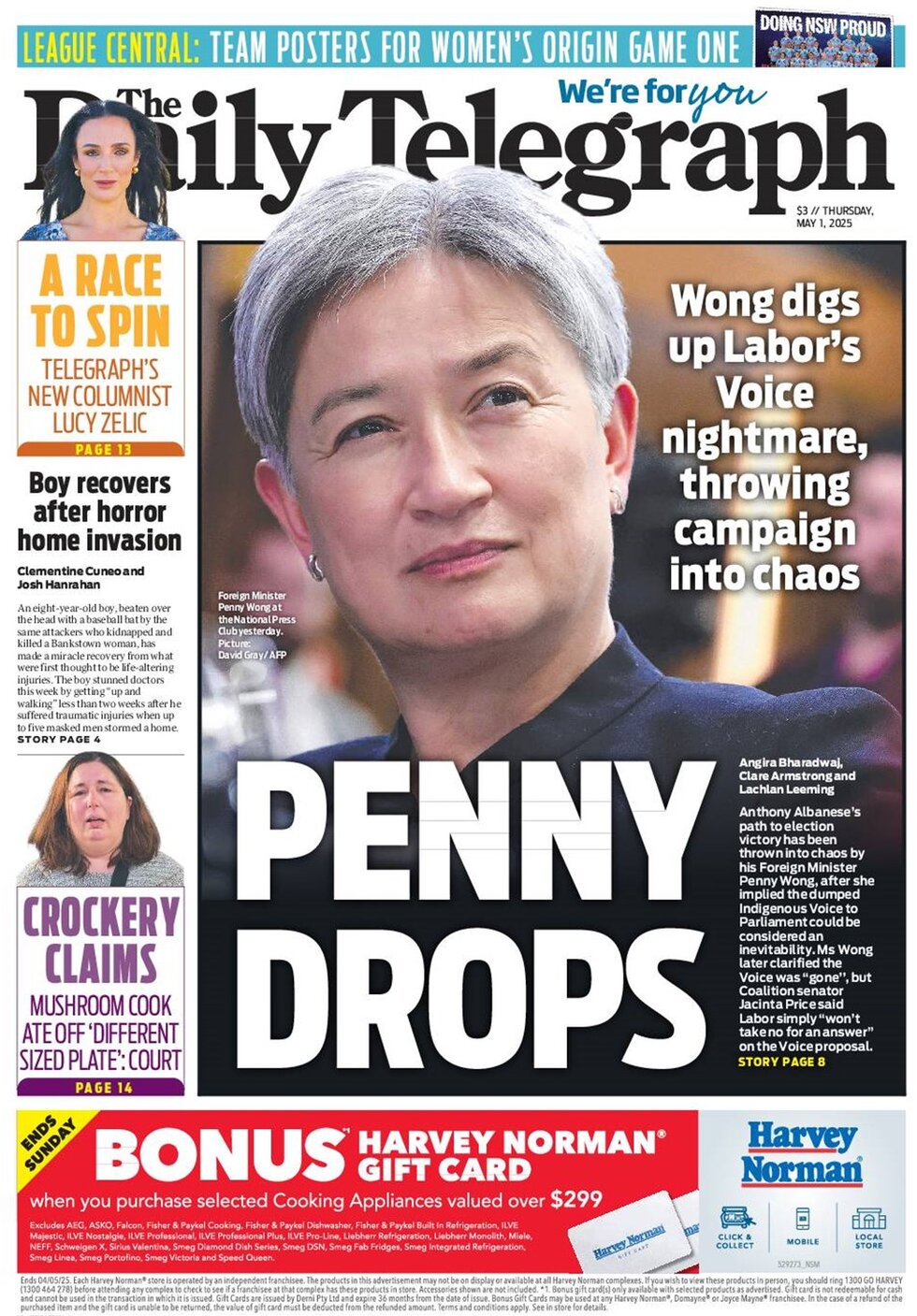 The Daily Telegraph (Sydney) - Today's Front Page, 01/05/2025