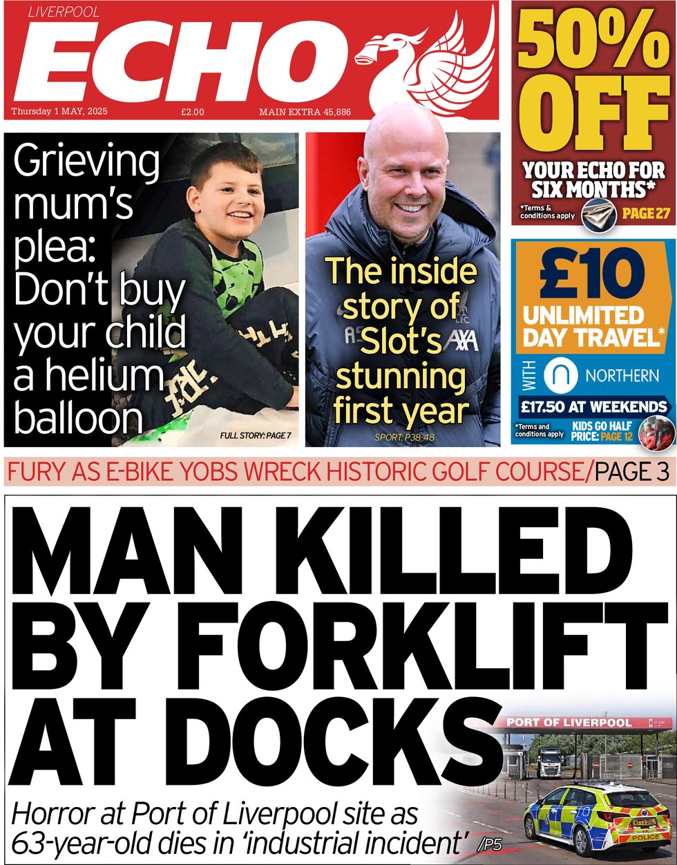 Liverpool Echo - Today's Front Page, 01/05/2025