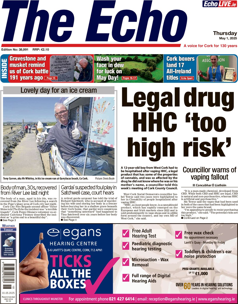 The Echo (Cork) - Today's Front Page, 01/05/2025