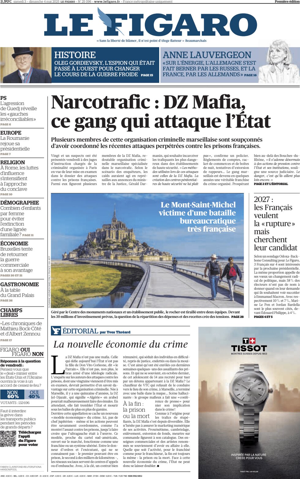 Le Figaro - Today's Front Page, 04/05/2025