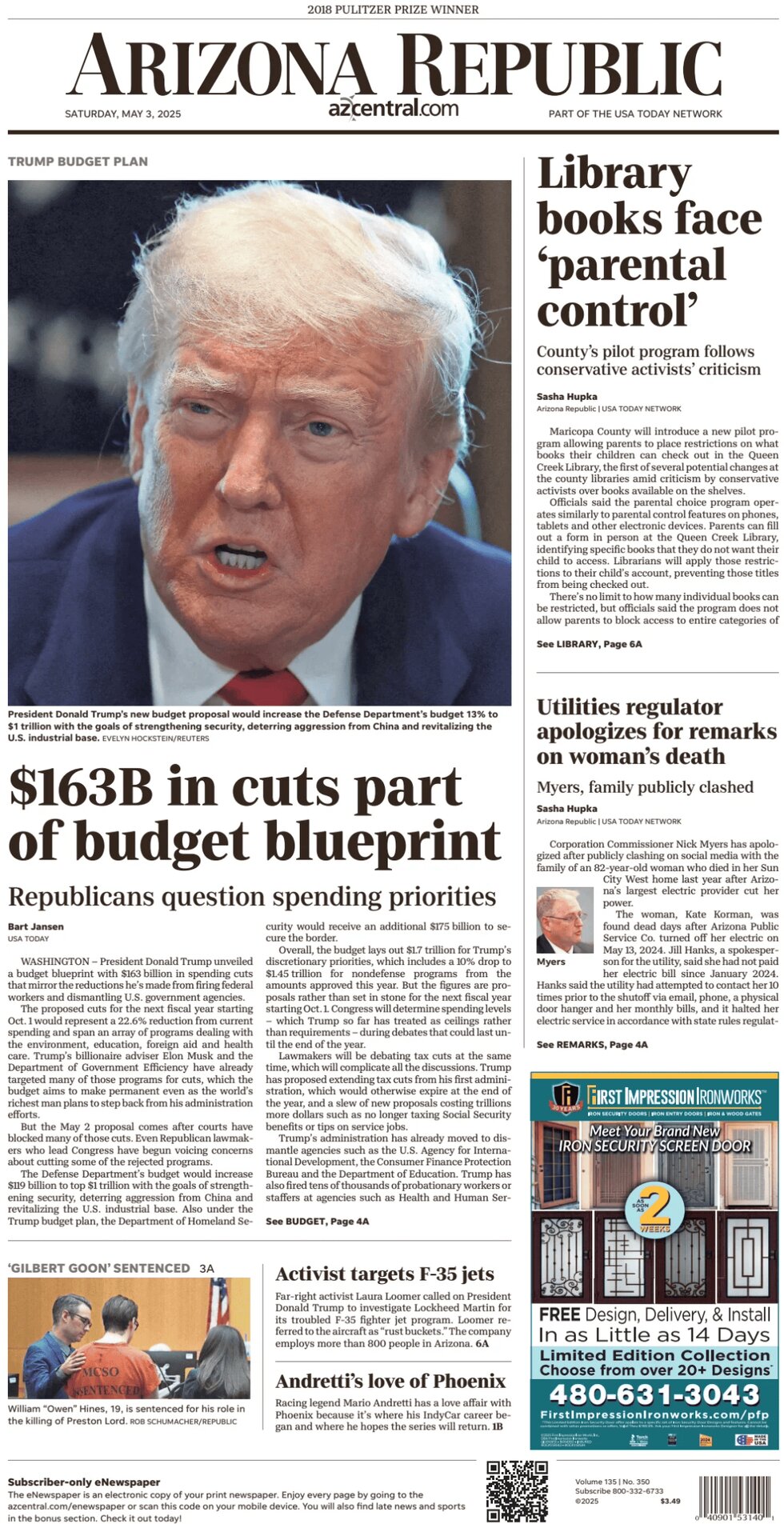 The Arizona Republic - Today's Front Page, 03/05/2025
