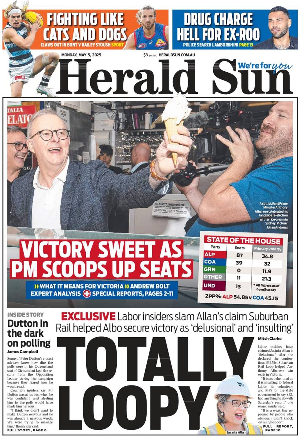 Herald Sun - Today's Front Page, 05/05/2025