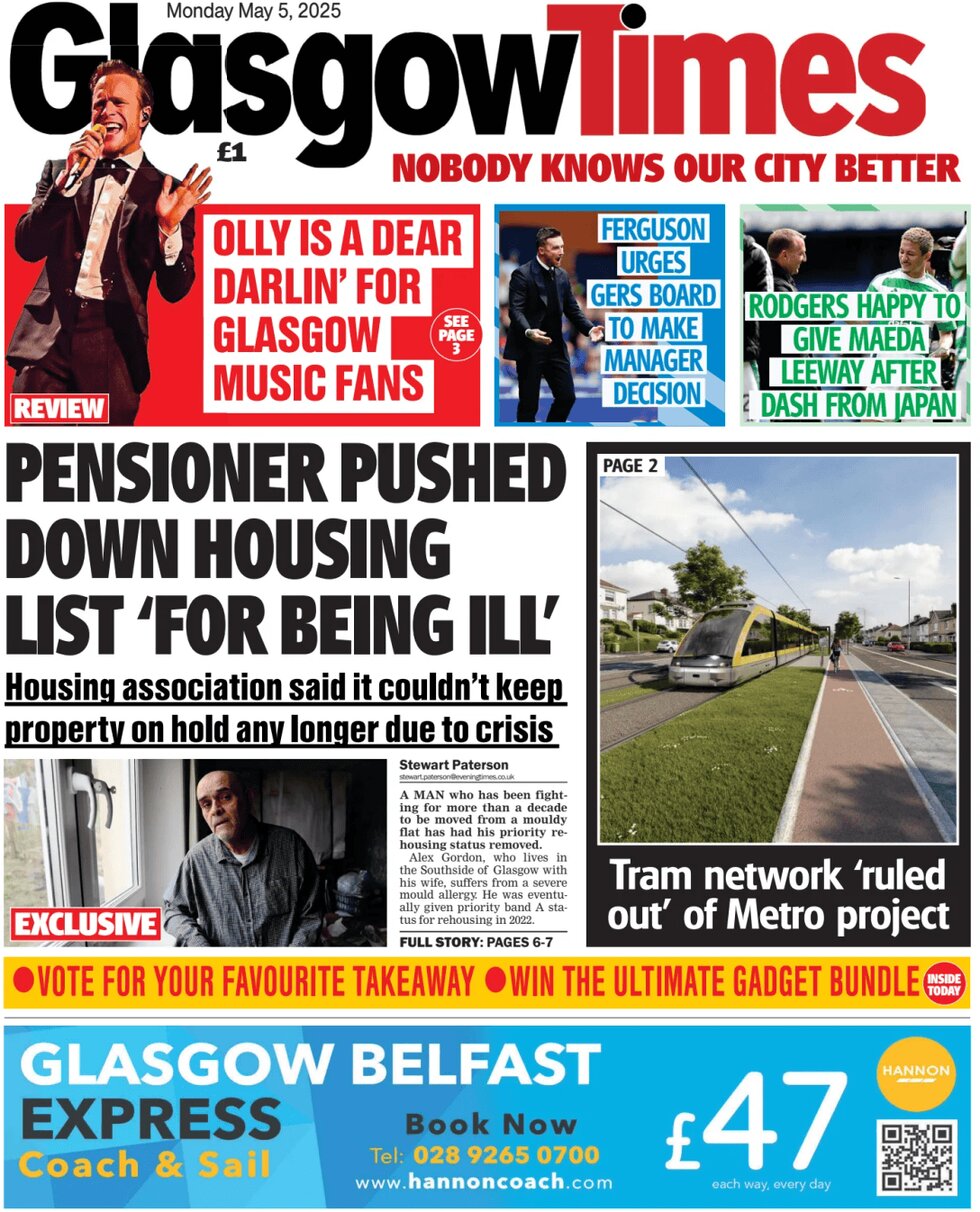 Glasgow Times - Today's Front Page, 05/05/2025