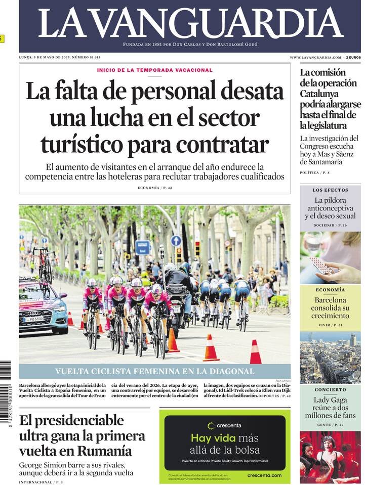 La Vanguardia - Today's Front Page, 05/05/2025