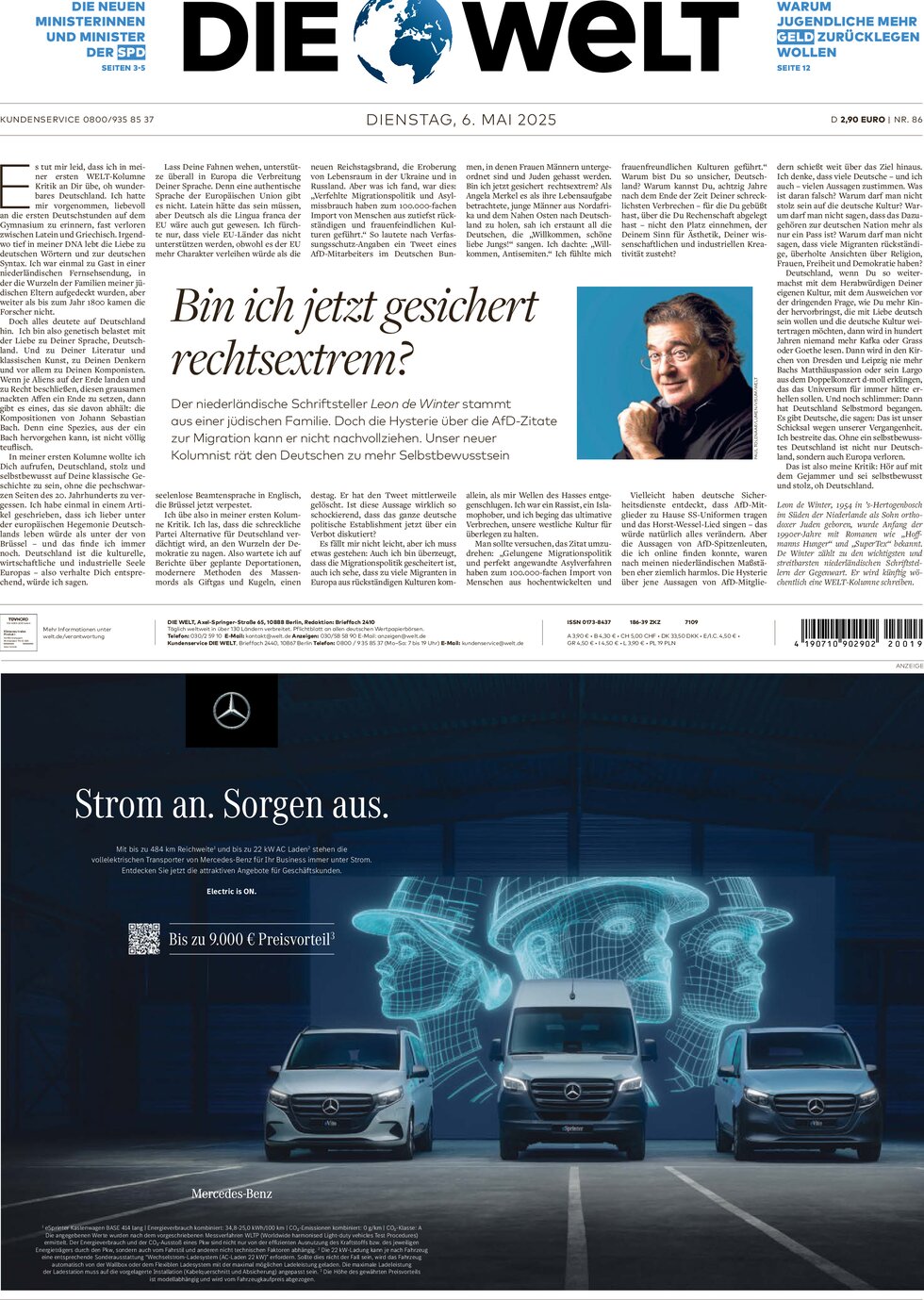 Die Welt - Today's Front Page, 06/05/2025
