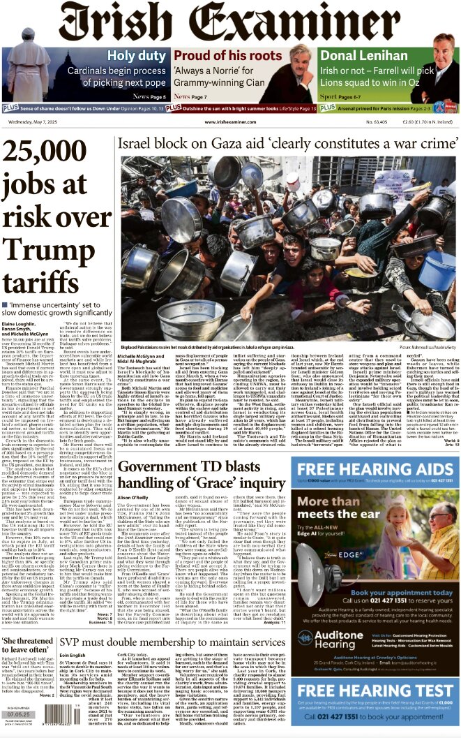 Irish Examiner - Today's Front Page, 07/05/2025