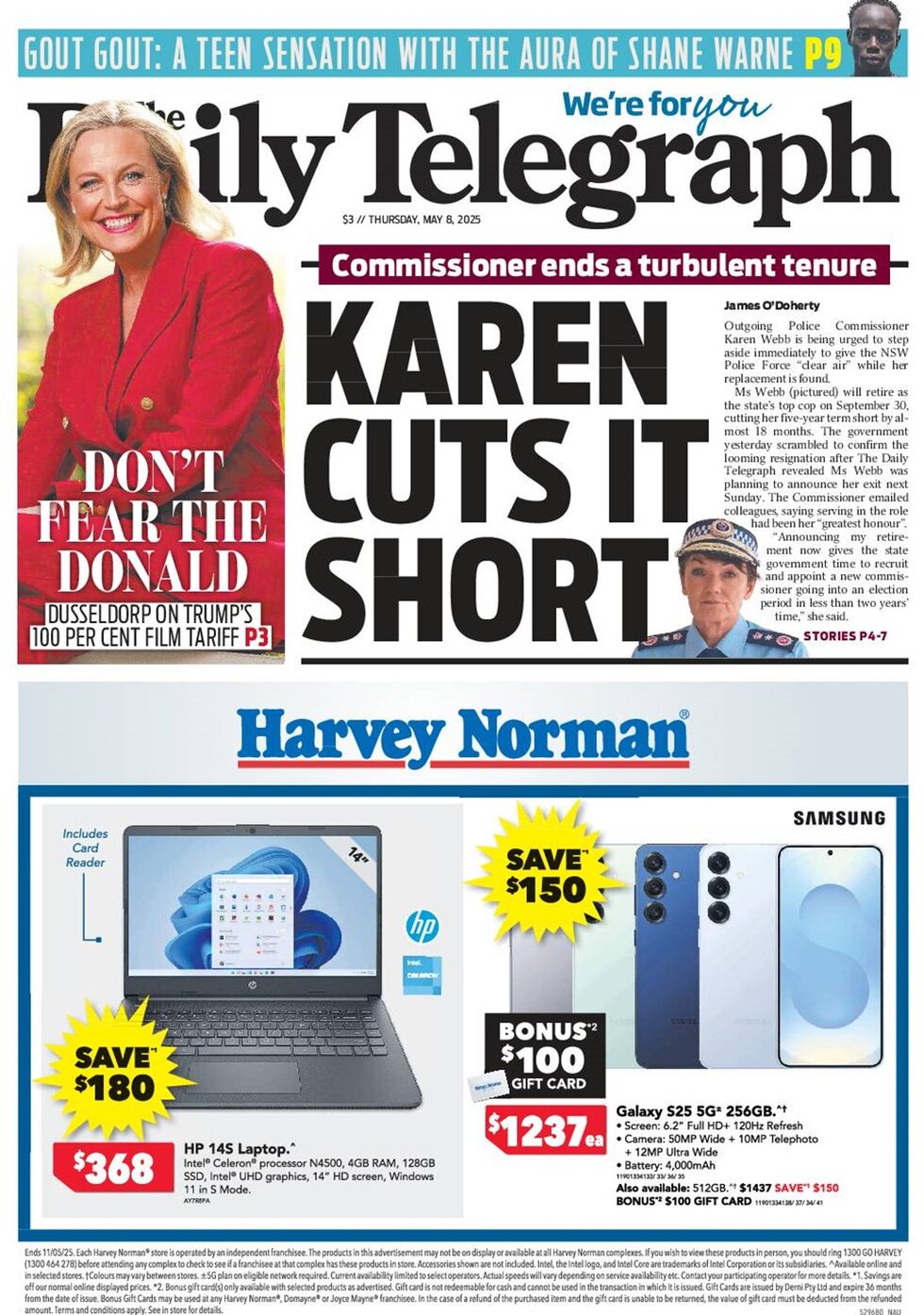 The Daily Telegraph (Sydney) - Today's Front Page, 08/05/2025