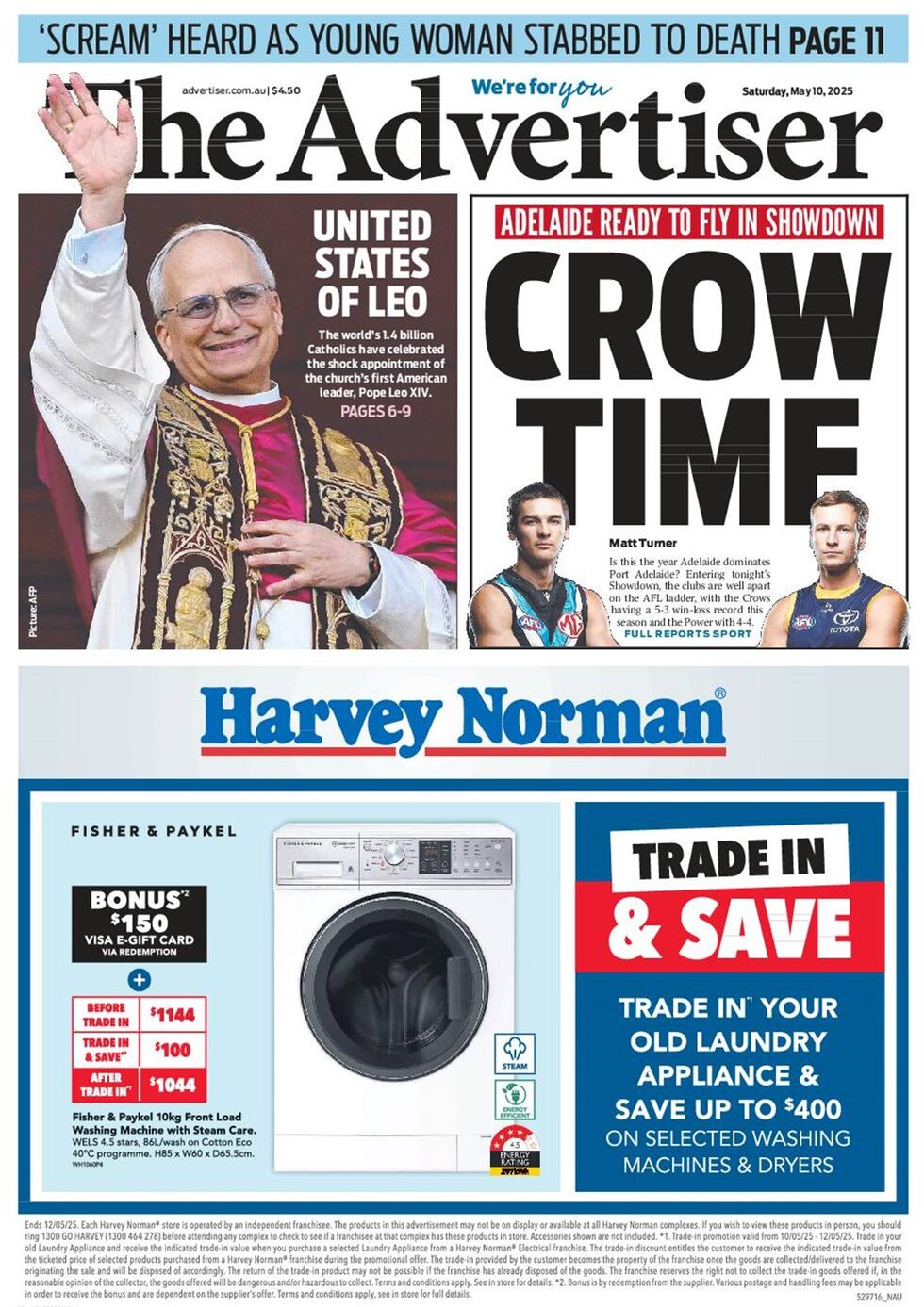 The Advertiser - Today's Front Page, 10/05/2025