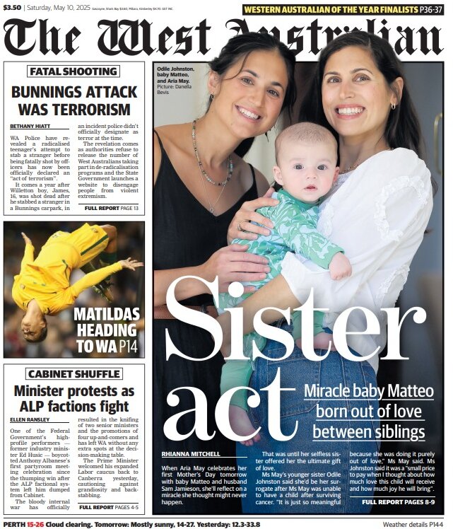The West Australian - Today's Front Page, 10/05/2025