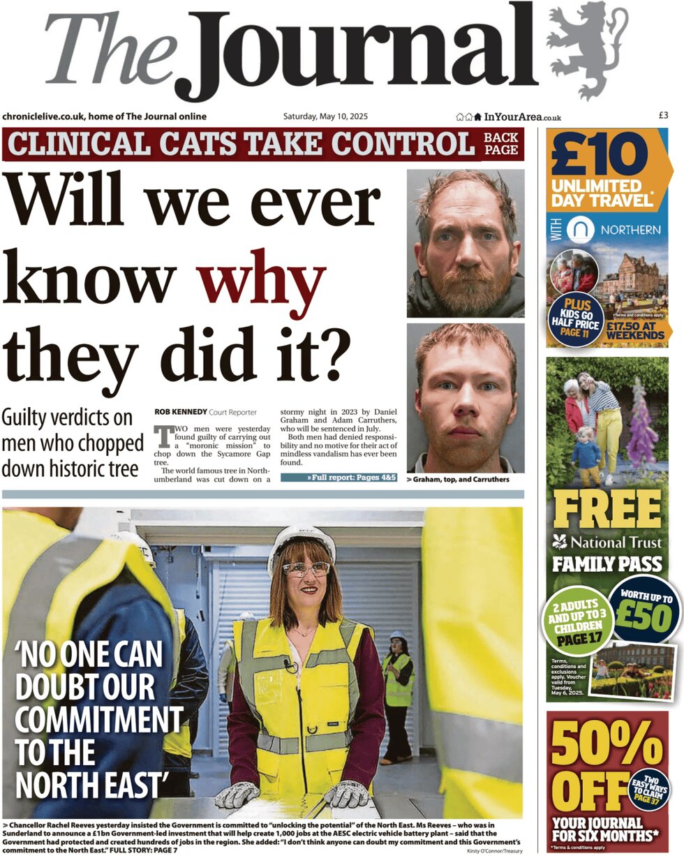 The Journal (Newcastle) - Today's Front Page, 10/05/2025