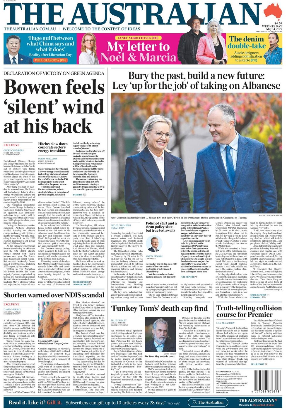 The Australian - Today's Front Page, 14/05/2025