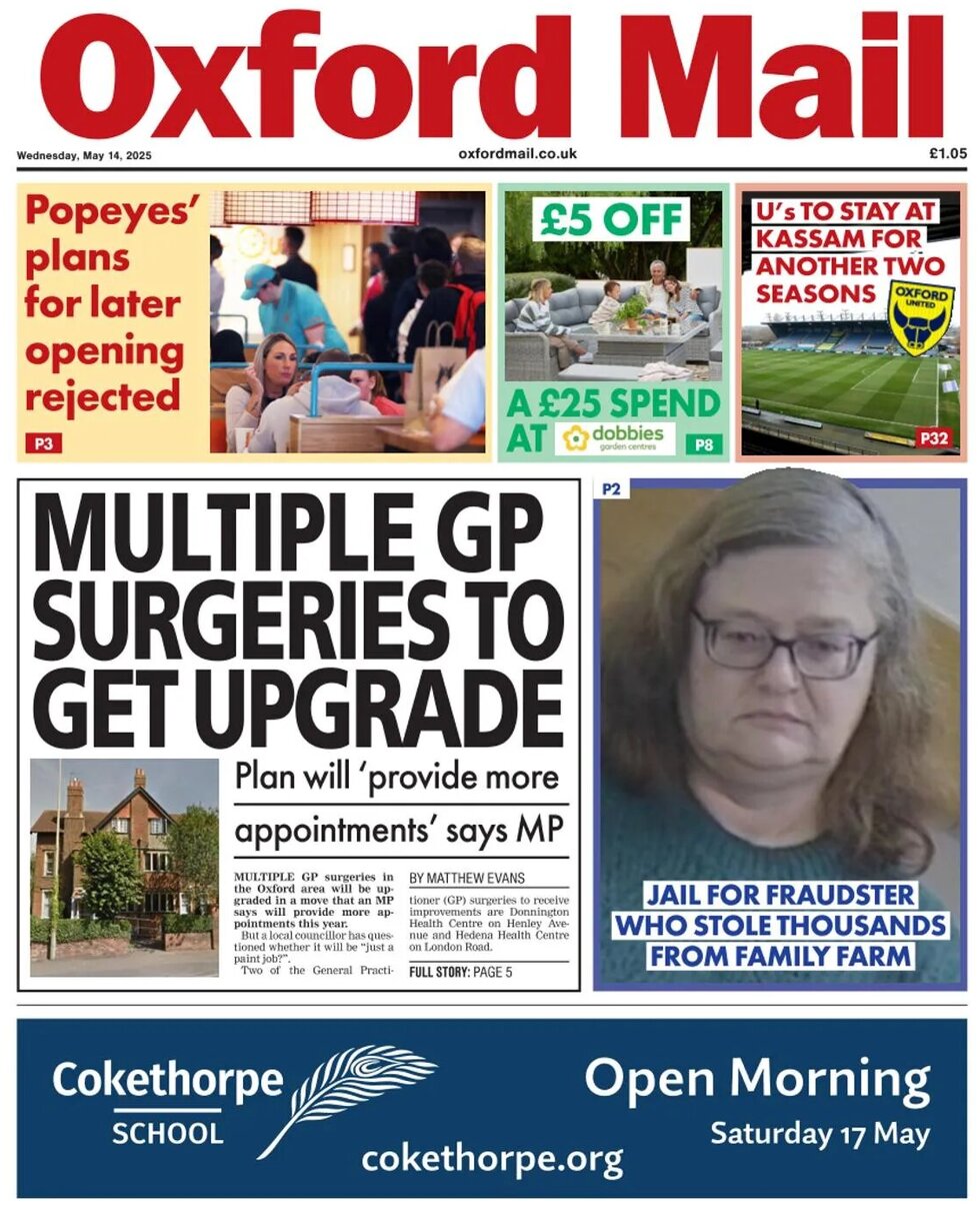 Oxford Mail - Today's Front Page, 14/05/2025