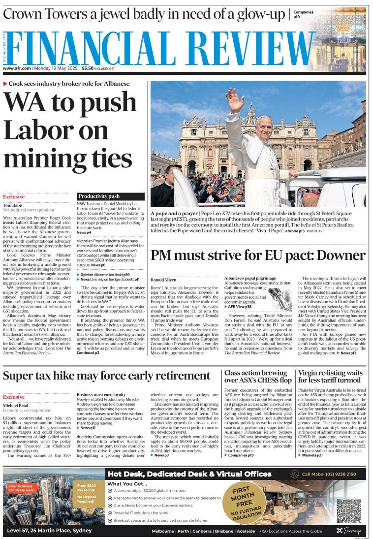 Financial Review - Today's Front Page, 19/05/2025