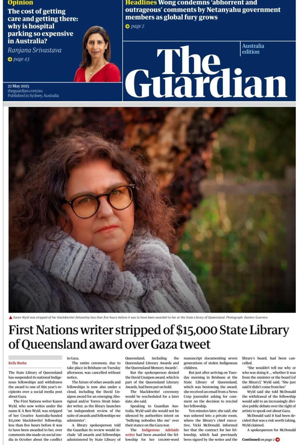 The Guardian Australia - Today's Front Page, 22/05/2025