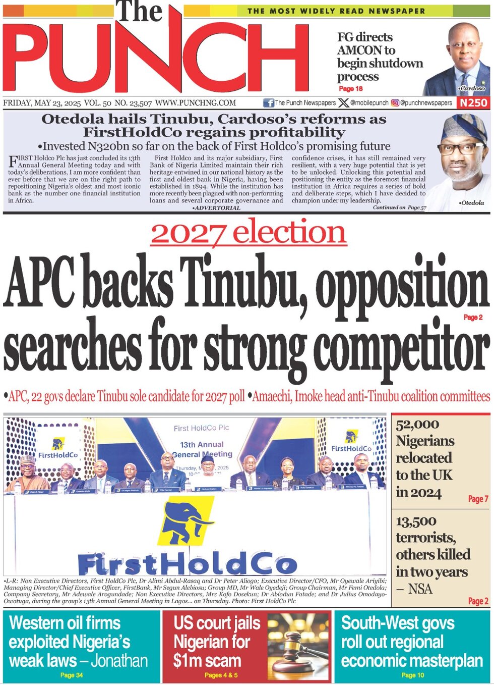 The Punch - Today's Front Page, 23/05/2025