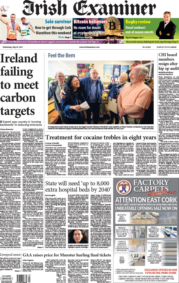 Irish Examiner - Today's Front Page, 28/05/2025