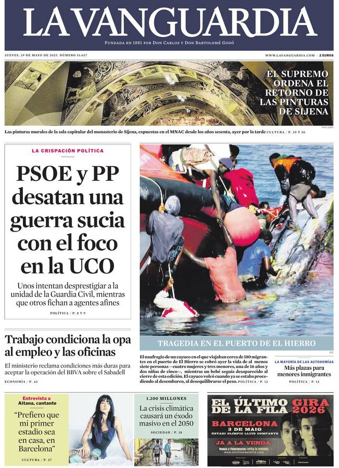 La Vanguardia - Today's Front Page, 29/05/2025