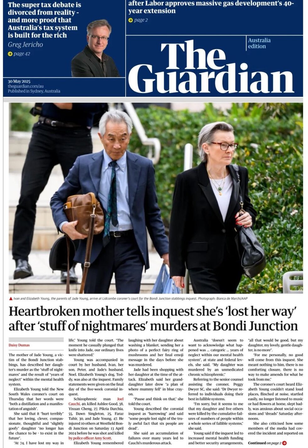 The Guardian Australia - Today's Front Page, 30/05/2025