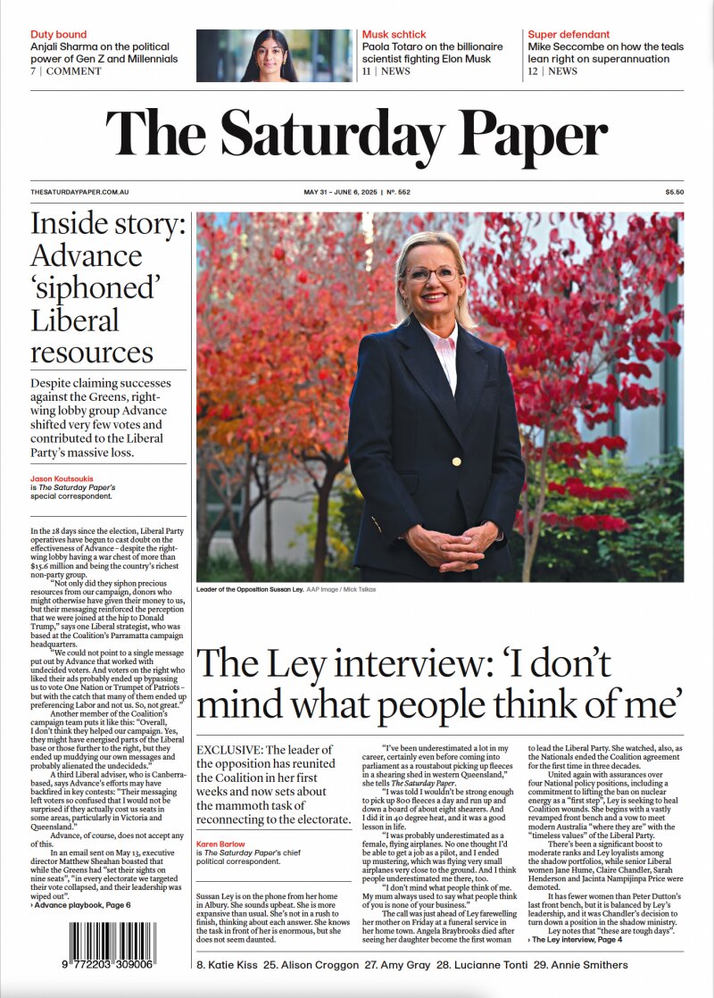 The Saturday Paper - Today's Front Page, 31/05/2025