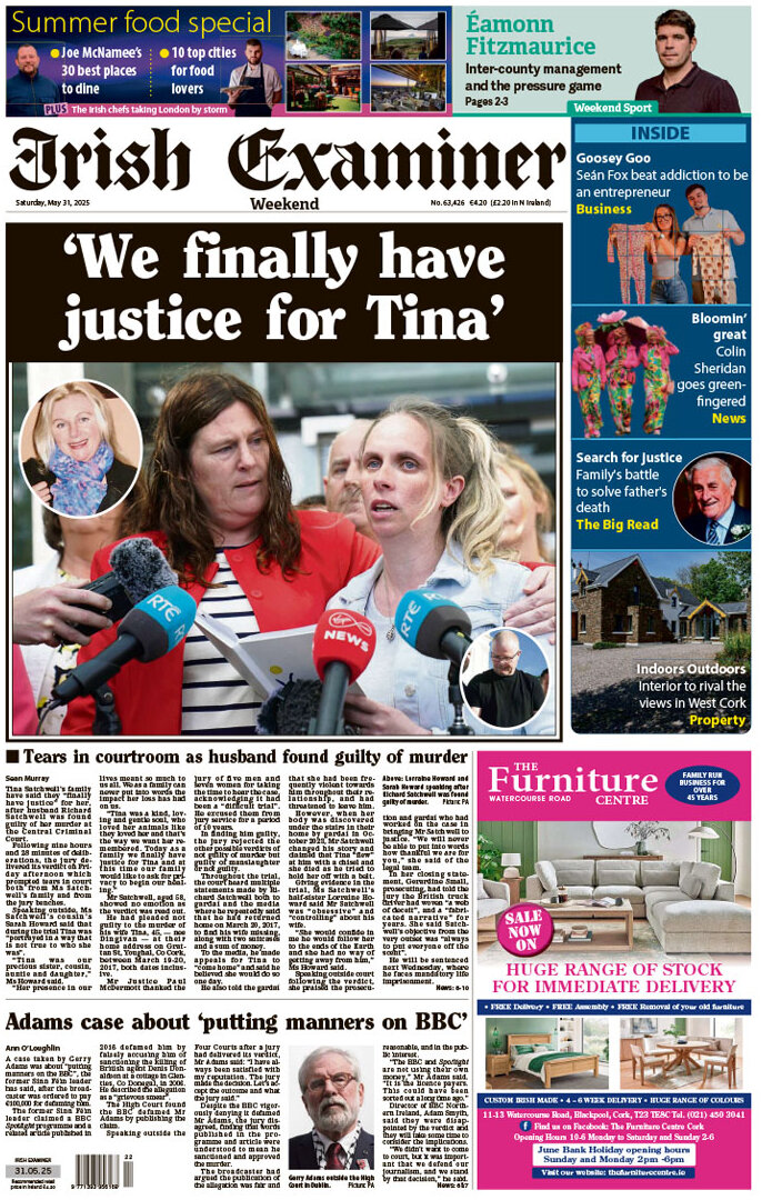 Irish Examiner - Today's Front Page, 01/06/2025