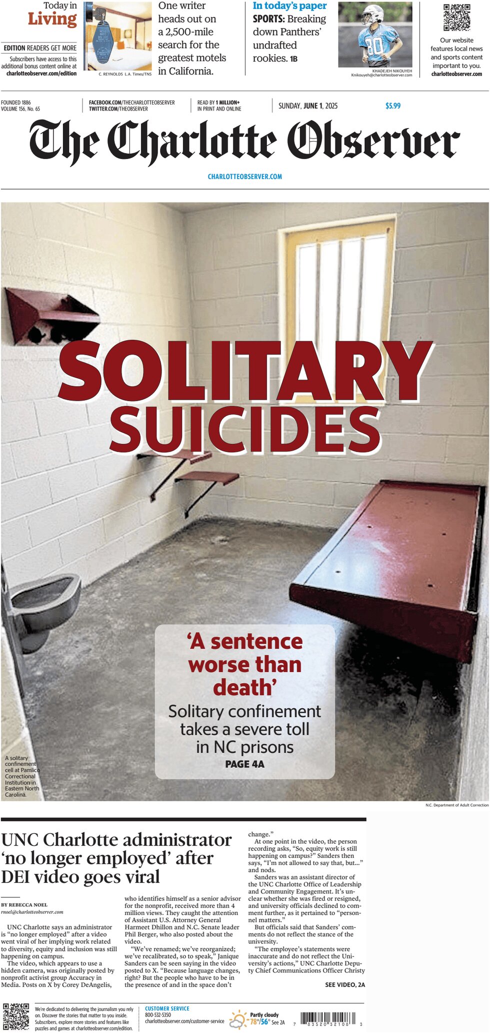 The Charlotte Observer - Today's Front Page, 01/06/2025
