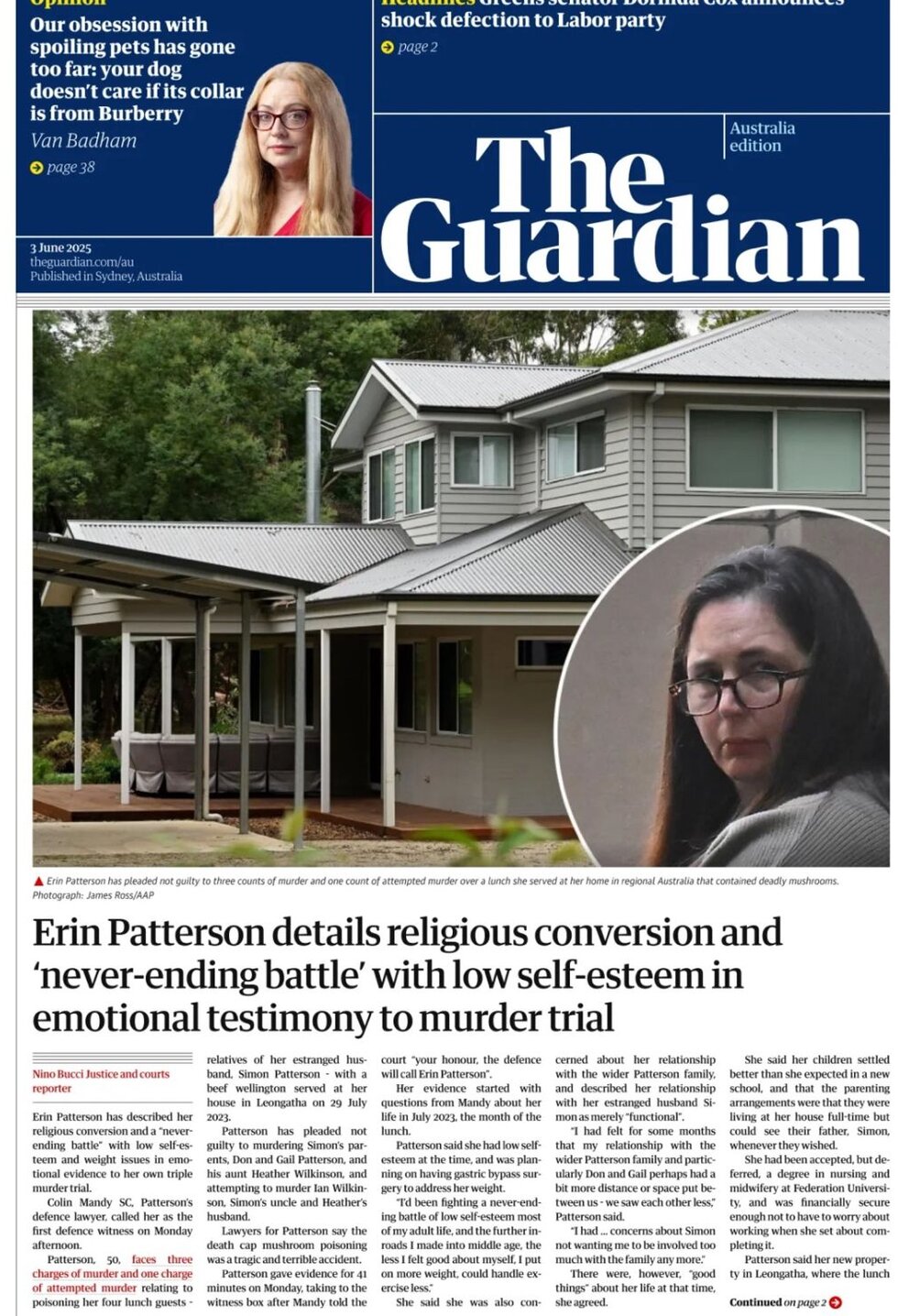 The Guardian Australia - Today's Front Page, 03/06/2025