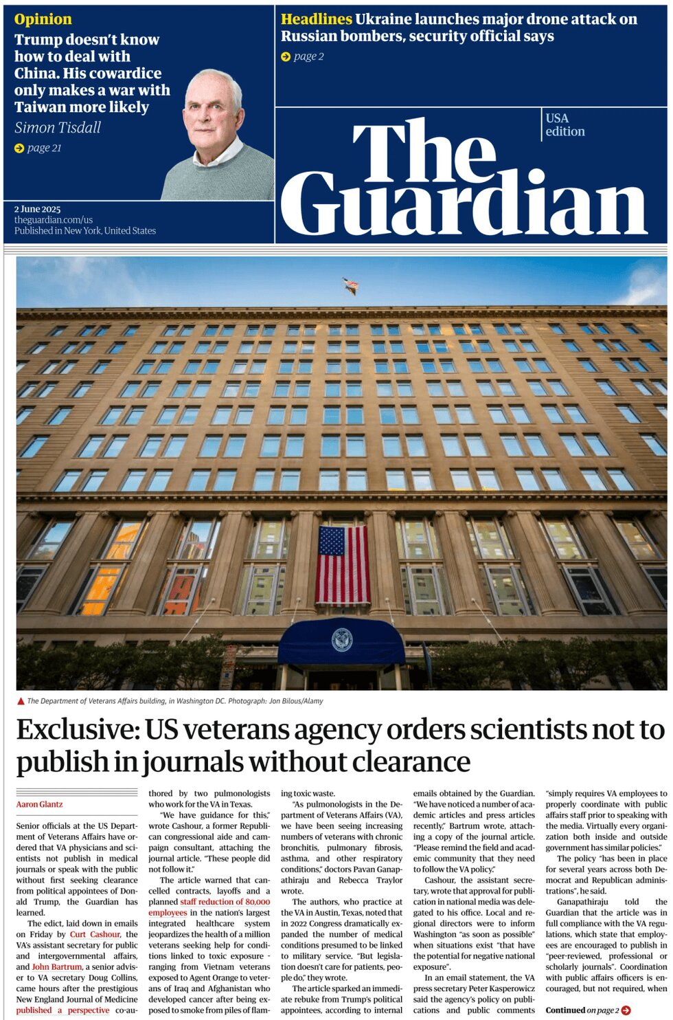 The Guardian US - Today's Front Page, 02/06/2025