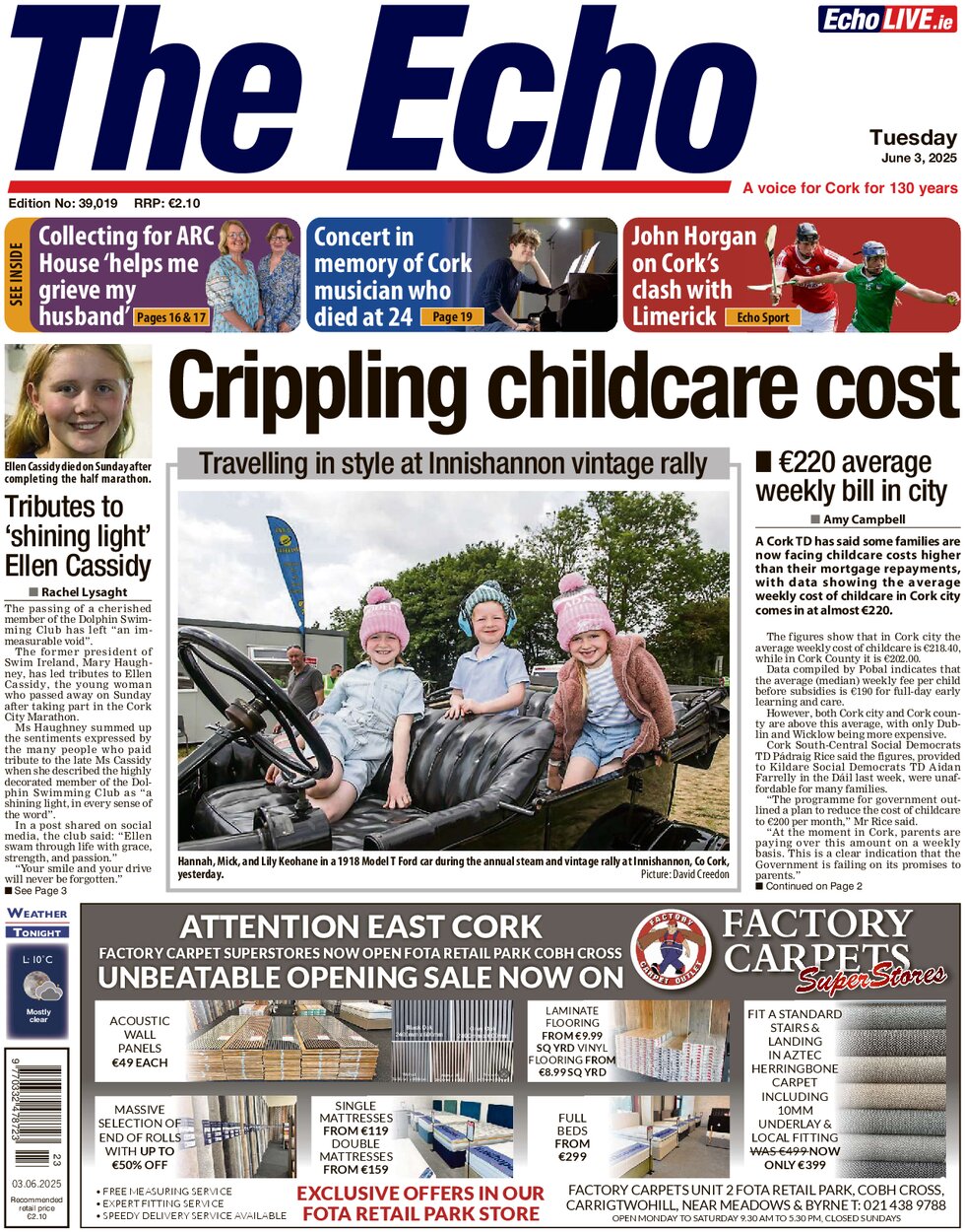 The Echo (Cork) - Today's Front Page, 03/06/2025