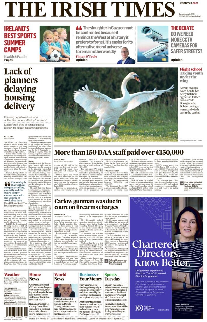 The Irish Times - Today's Front Page, 03/06/2025