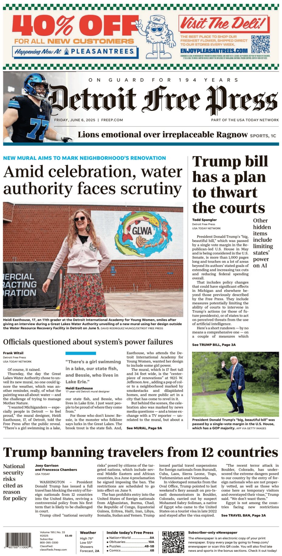 Detroit Free Press - Today's Front Page, 06/06/2025