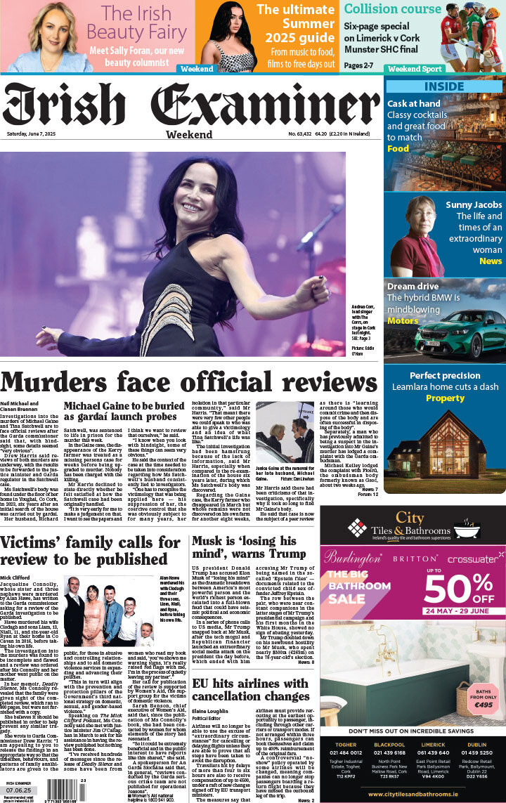 Irish Examiner - Today's Front Page, 08/06/2025