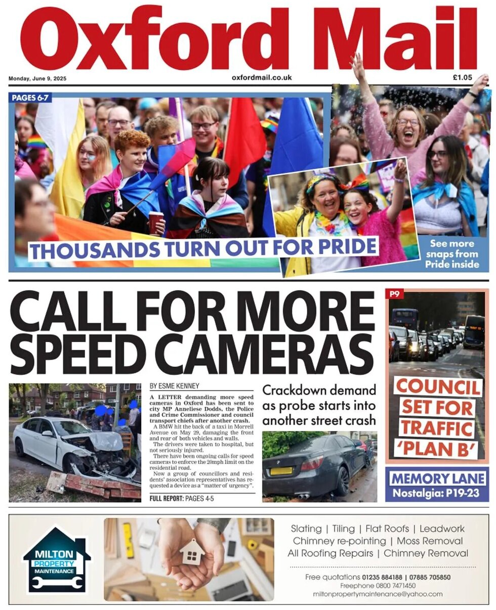 Oxford Mail - Today's Front Page, 09/06/2025