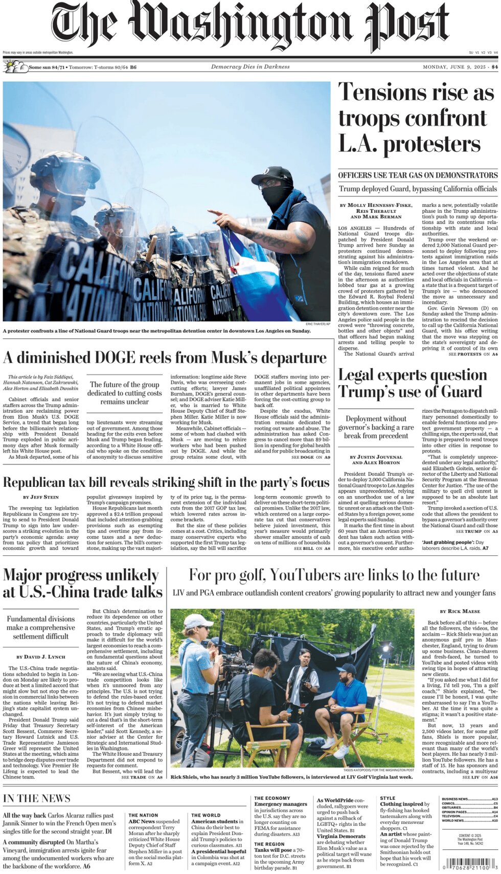 The Washington Post - Today's Front Page, 09/06/2025