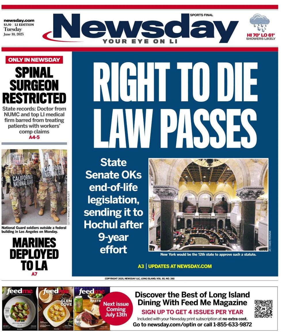 Newsday - Today's Front Page, 10/06/2025