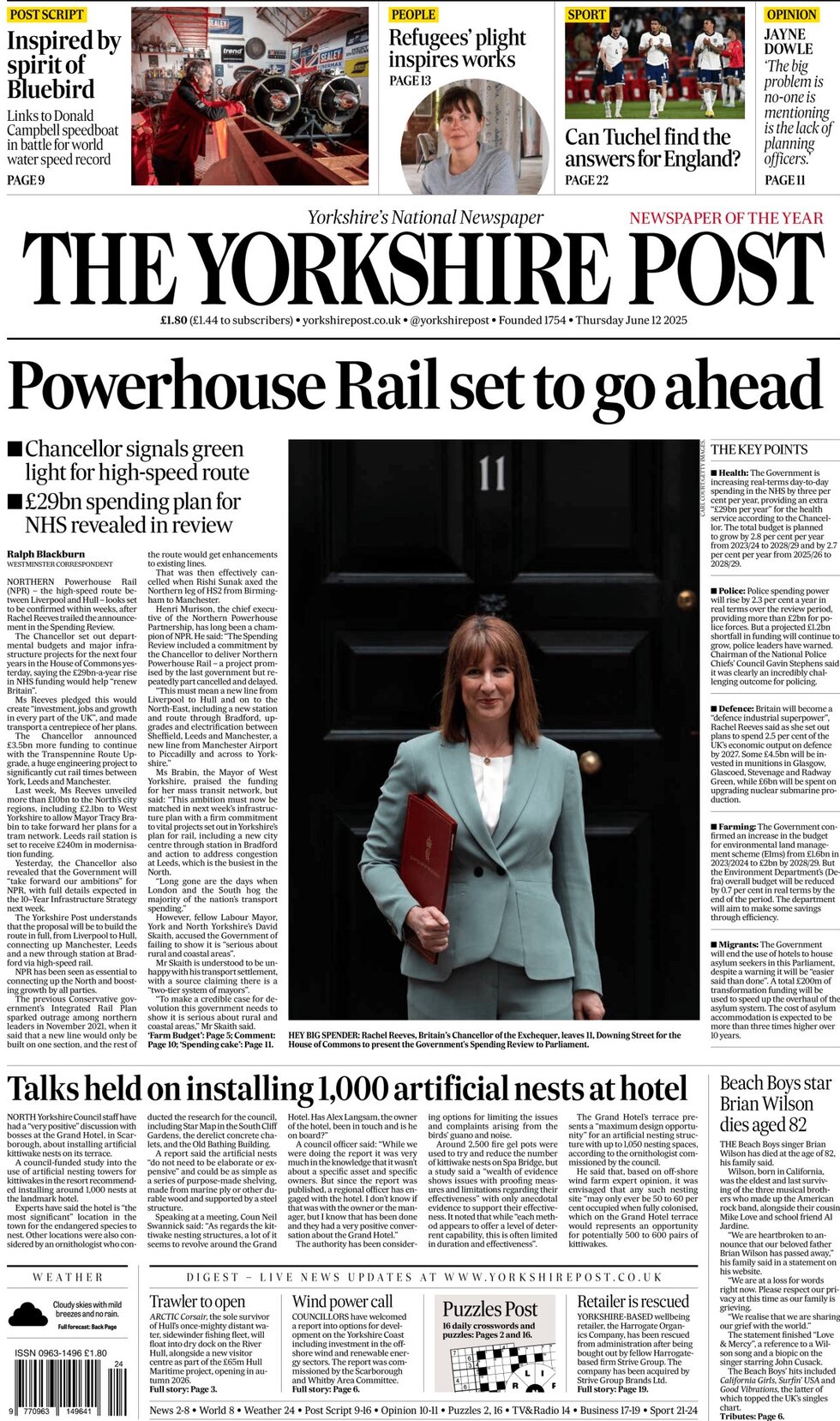 The Yorkshire Post - Today's Front Page, 12/06/2025