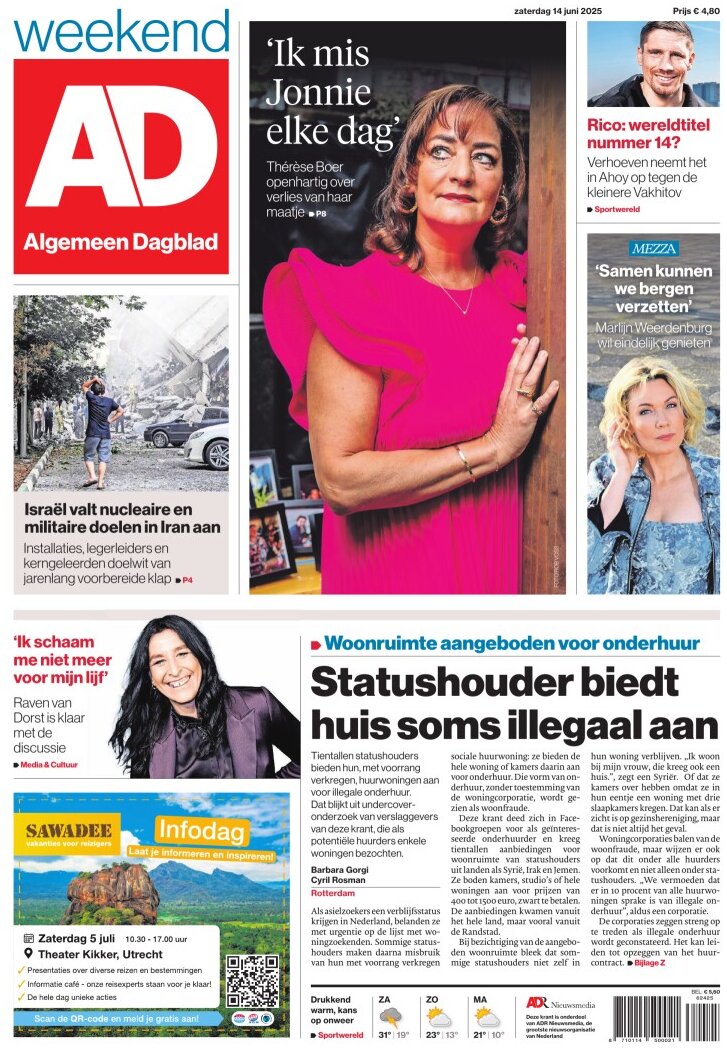 Algemeen Dagblad (AD) - Today's Front Page, 14/06/2025