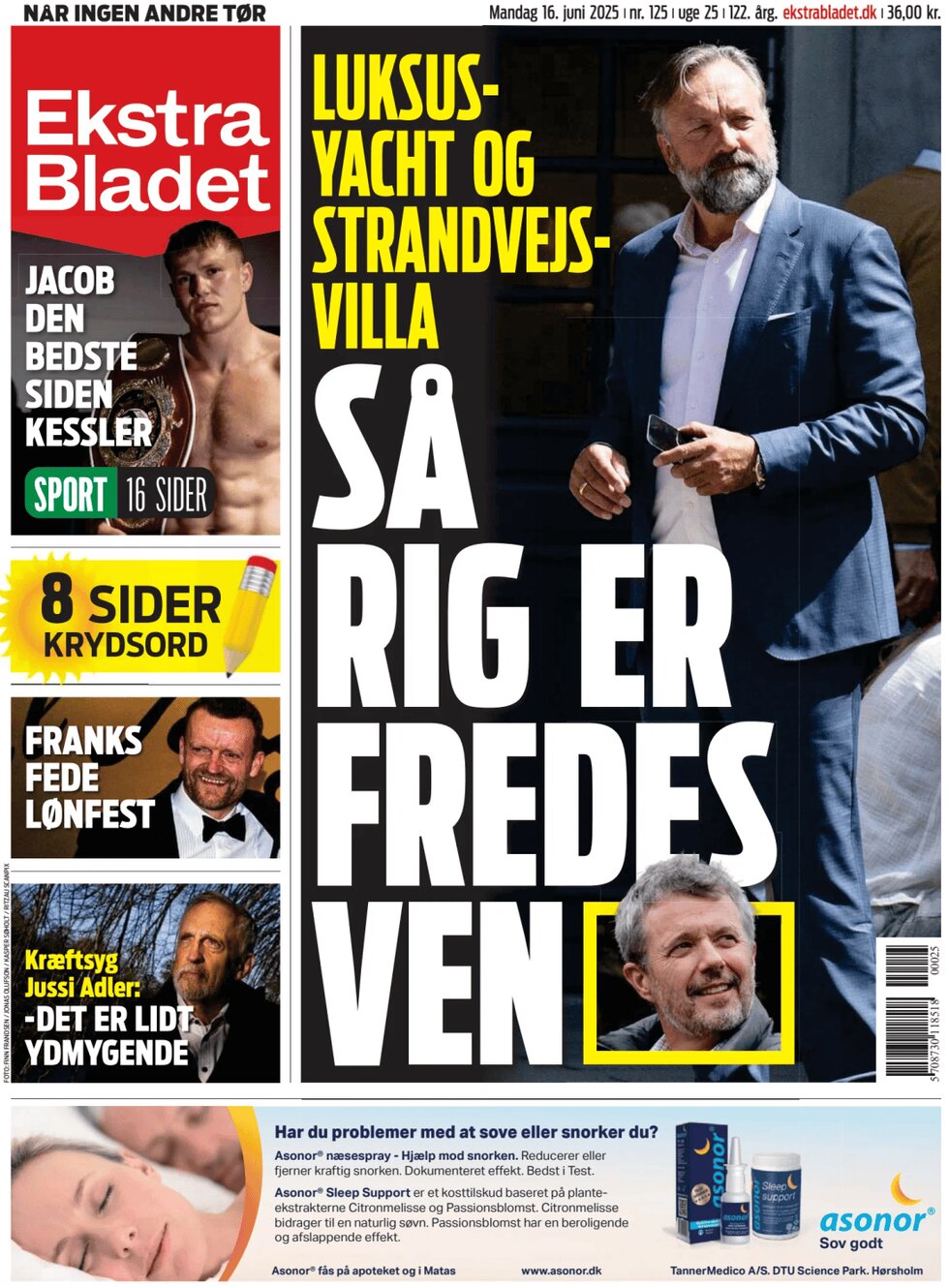 Ekstra Bladet - Today's Front Page, 16/06/2025