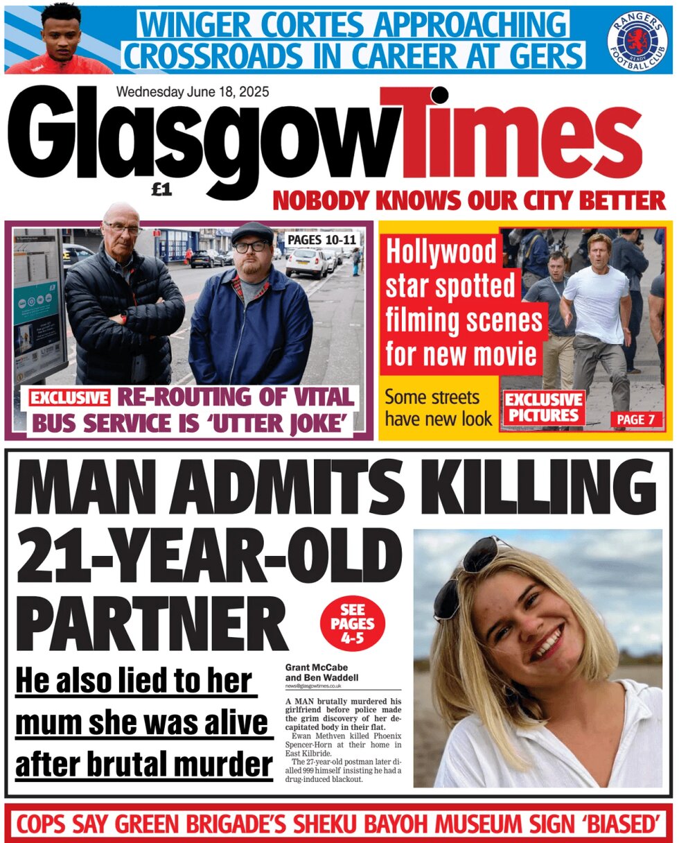 Glasgow Times - Today's Front Page, 18/06/2025