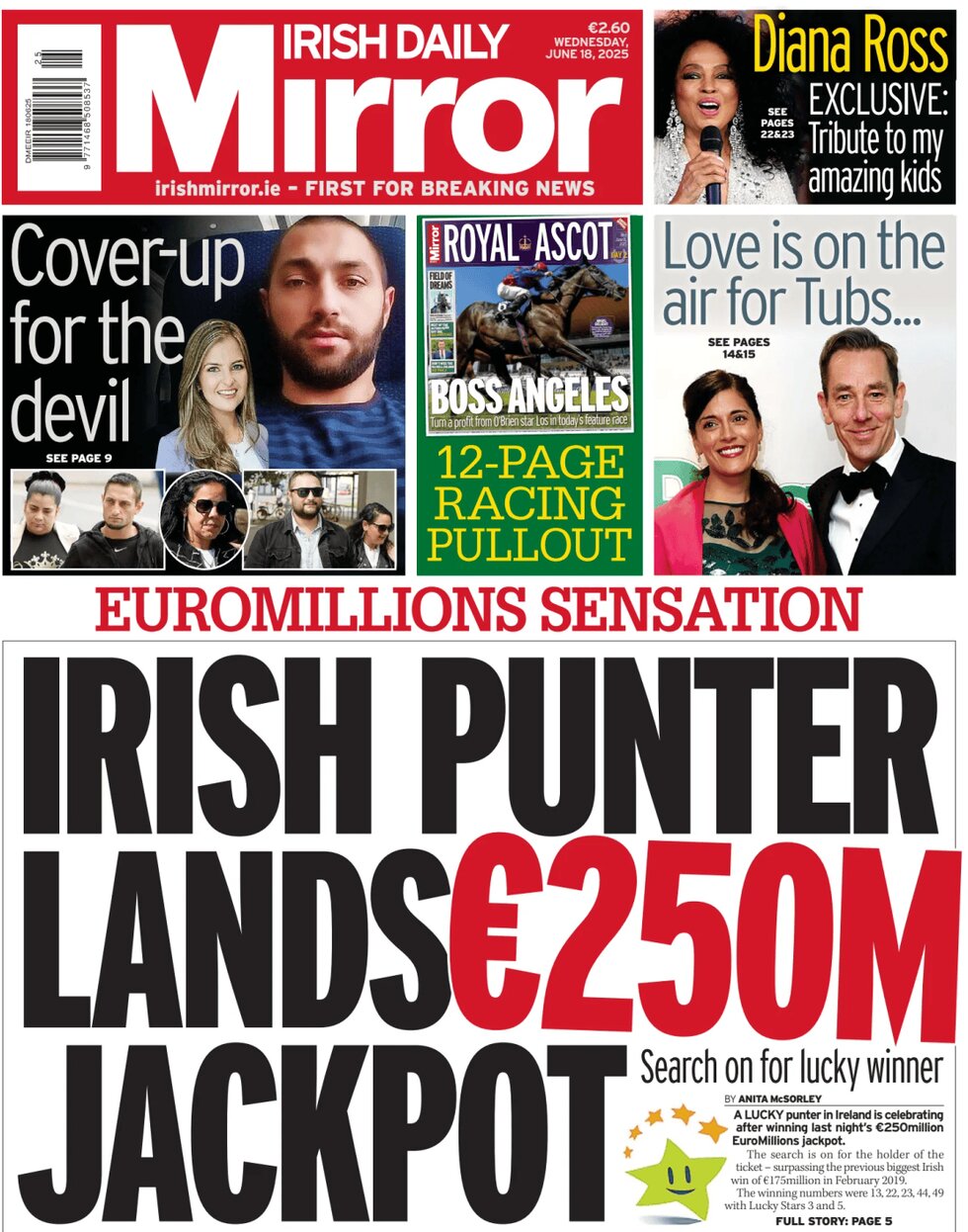Irish Daily Mirror - Today's Front Page, 18/06/2025