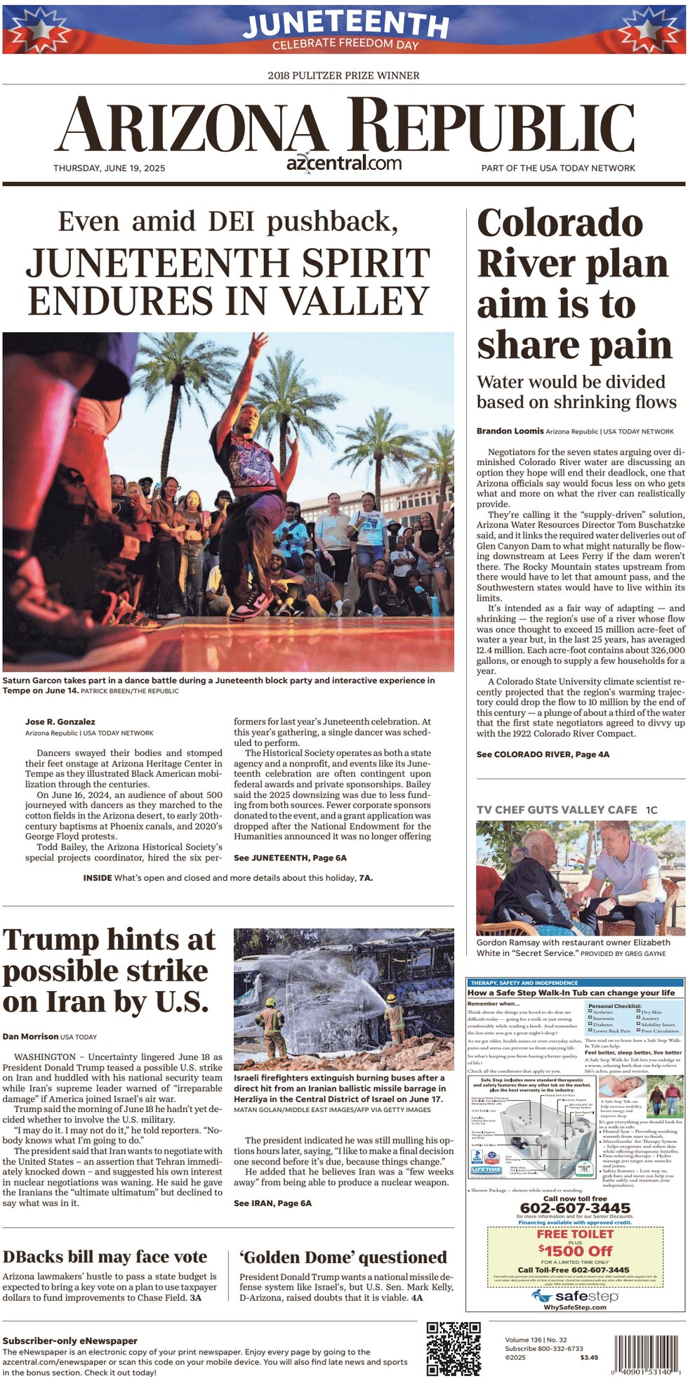 The Arizona Republic - Today's Front Page, 19/06/2025