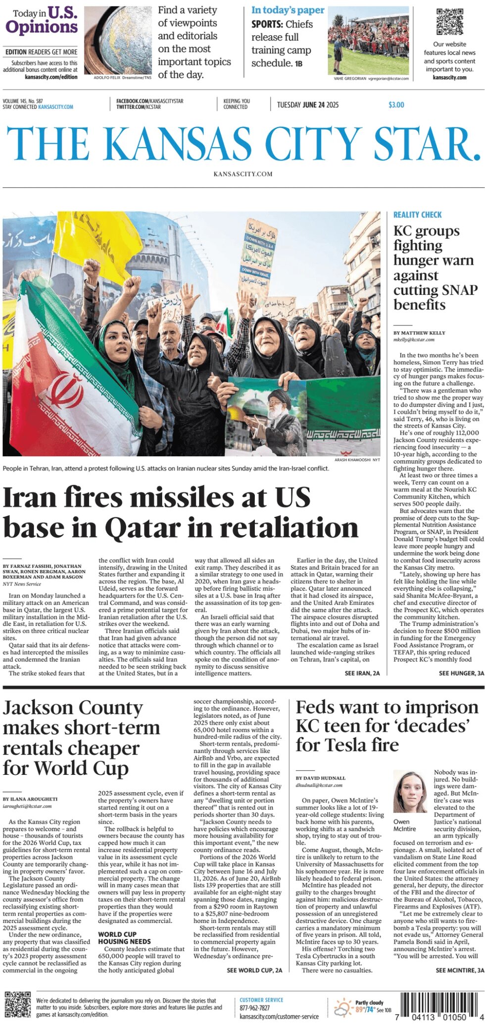 The Kansas City Star - Today's Front Page, 24/06/2025