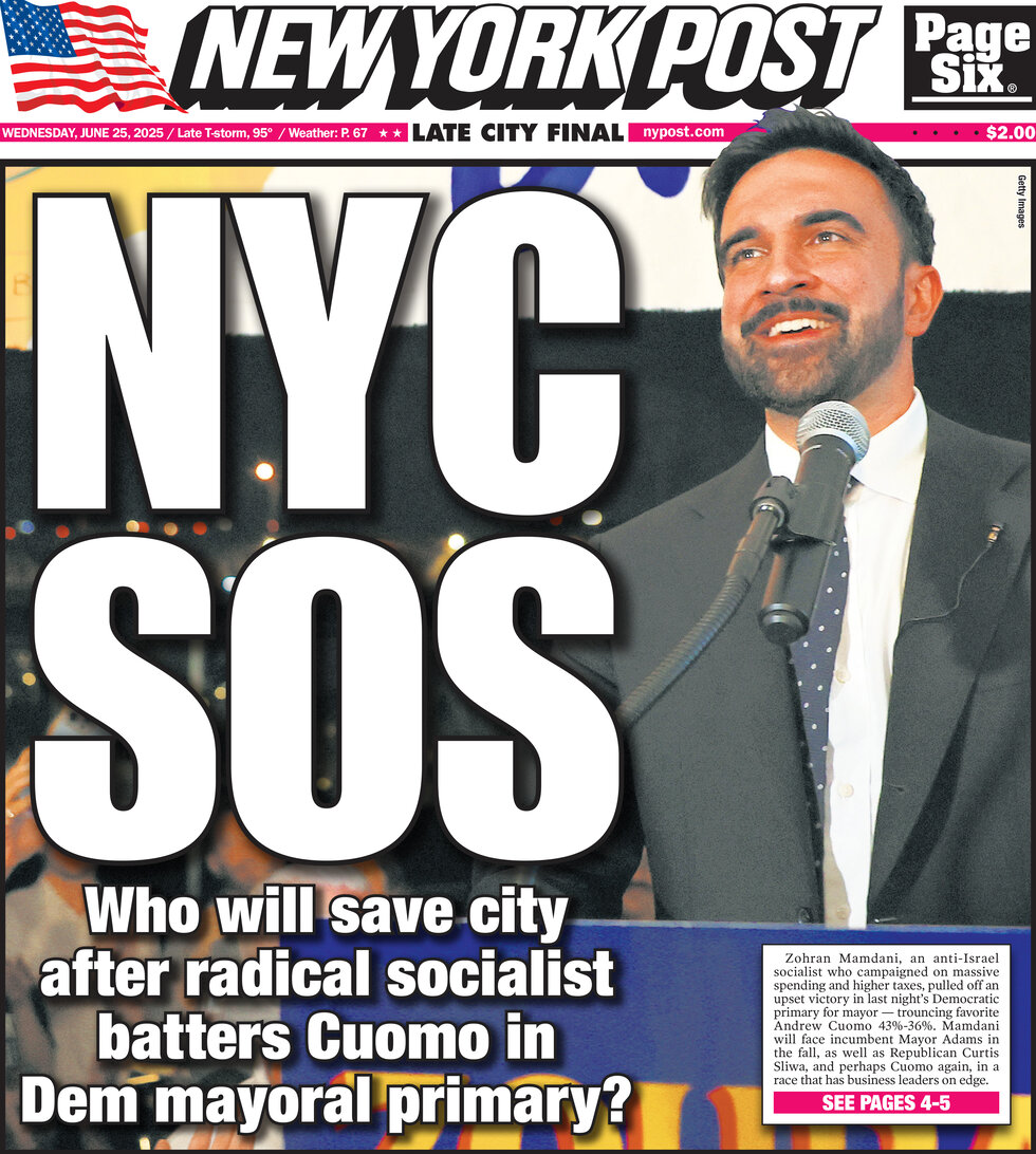 New York Post - Today's Front Page, 25/06/2025